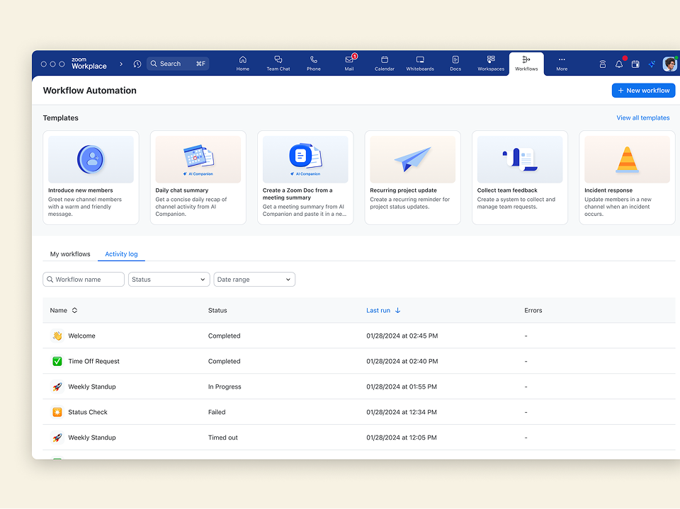 Build powerful workflows across your organization | Zoom